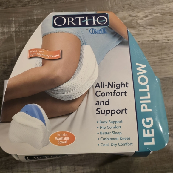 Bedding | Ortho Contour Leg Pillow White And Blue Memory Foam | Poshmark